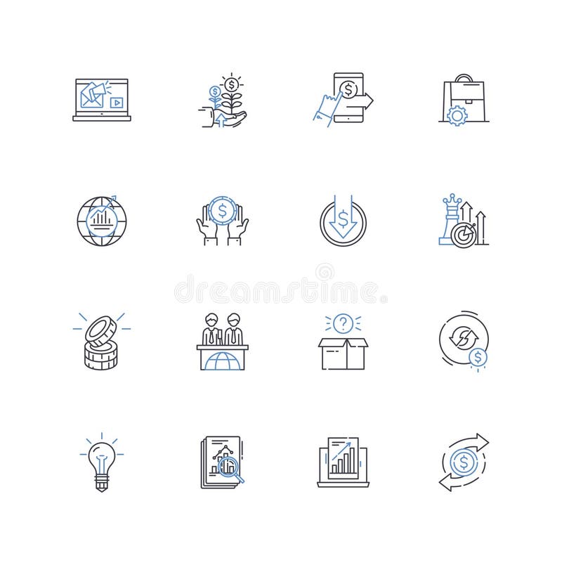 Economic Examination Line Icons Collection. Analysis, Trends ...