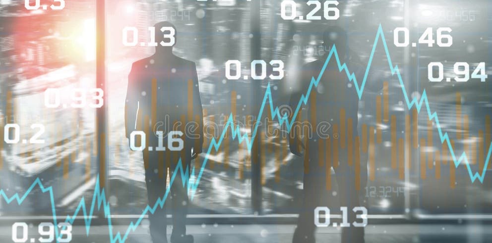 Economic Growth Chart. Business Chart and Reflection Buildings Stock ...