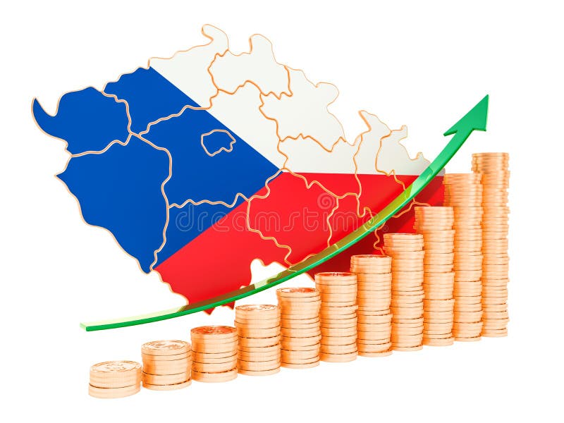 Economic Growth in Czech Republic Concept, 3D Rendering Stock ...