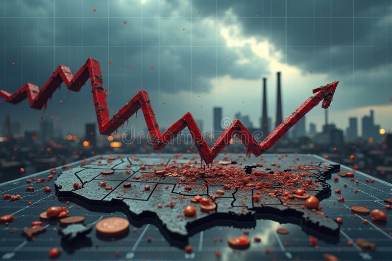 Economic Growth Depicted by Rising Arrow Over U.s Stock Illustration ...