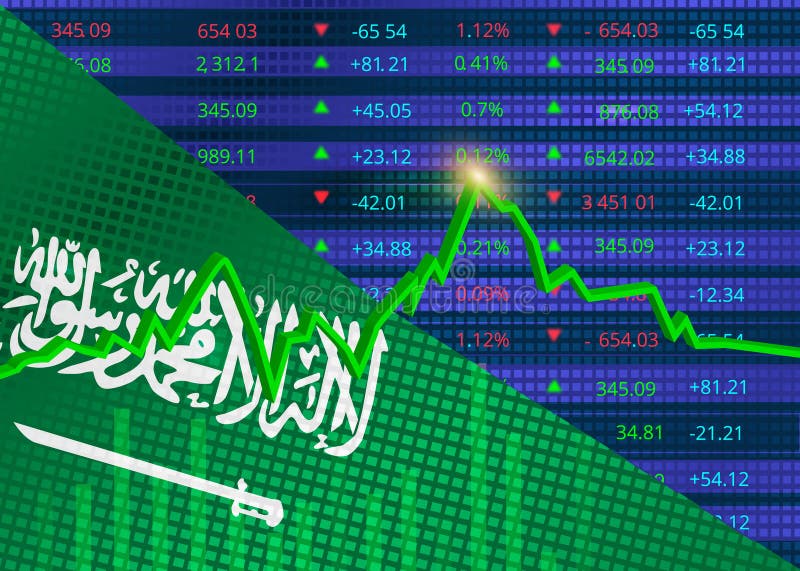 Economic Growth in Saudi Arabia. KSA Flag with Charts,growth Arrow ...