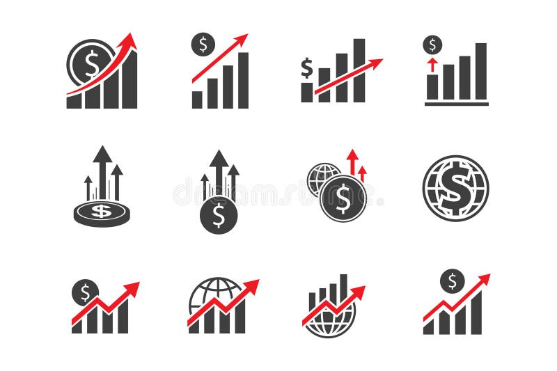 Economic growth icon set stock vector. Illustration of money - 286368131