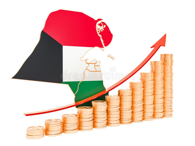 Economic Growth in Kuwait Concept, 3D Rendering Stock Illustration ...