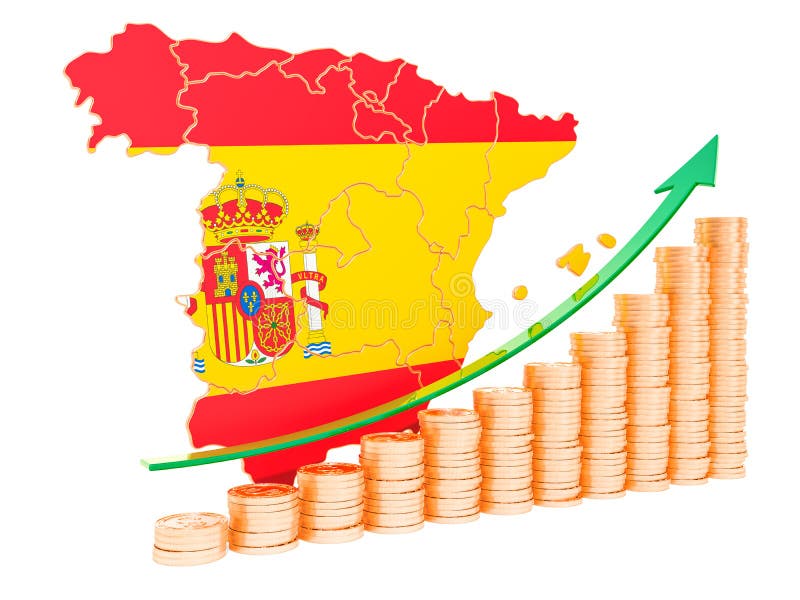 Economic Growth in Spain Concept, 3D Rendering Stock Illustration ...