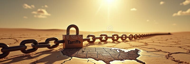 Economic Impact: Tariffs and Chains on Usa Map Under Scorching Sun in ...