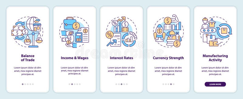 Economic Indicators Examples Onboarding Mobile App Screen Stock ... Economic Indicators Examples Onboarding Mobile App Screen Stock ...