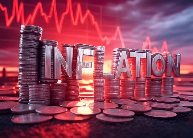 Economic Inflation Representation with Silver Coins Stock Illustration ...