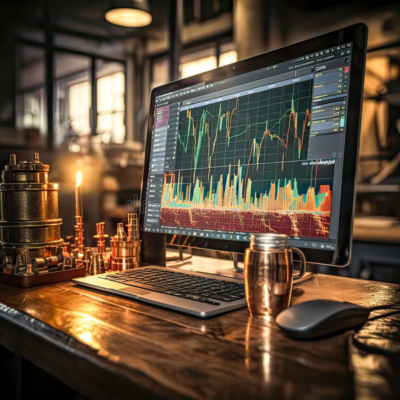 Economic Insight, Computer Displaying a Graph of Growth and Decline ...