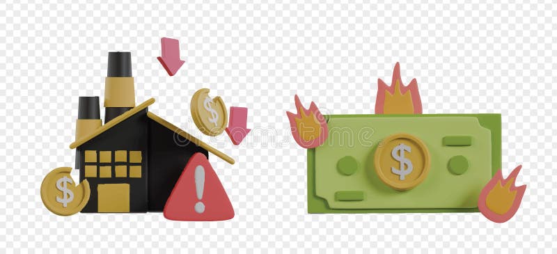 Economic Recession 3d Icon Render Clipart Stock Illustration ...