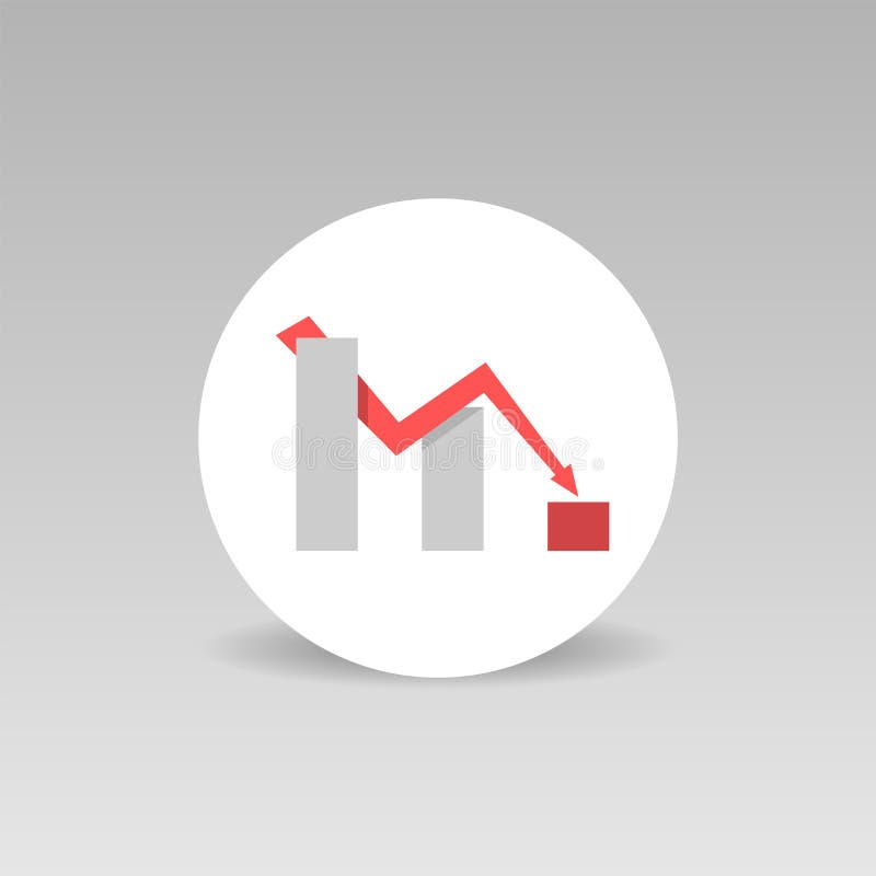 Economic Recession Vector Icon Declining Graph, Red Arrow Stock Vector ...