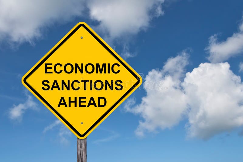 Economic Sanctions Ahead Warning Sign Stock Photo - Image of crisis ...