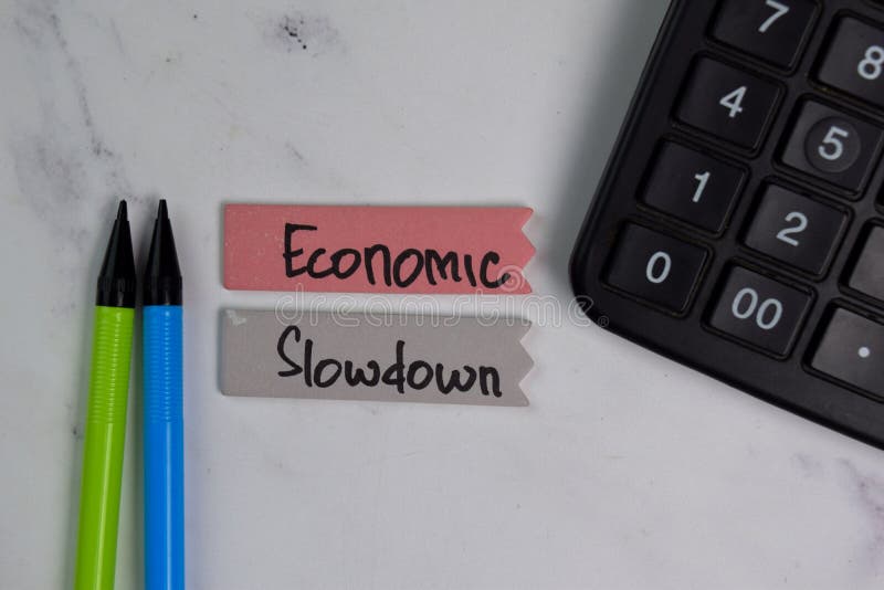 Economic Slowdown Text on Sticky Notes with Color Office Desk Concept ...