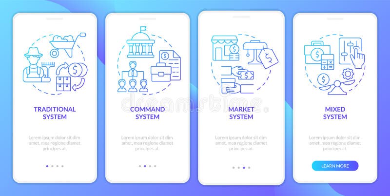 Economic System Types Blue Gradient Onboarding Mobile App Screen Stock ...