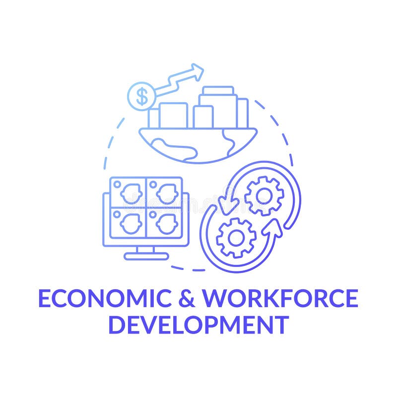 Economic and Workforce Development Dark Blue Concept Icon Stock Vector ...