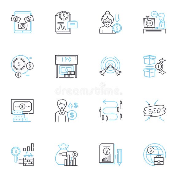 Economical Approach Linear Icons Set. Efficiency, Frugality, Budgeting ...