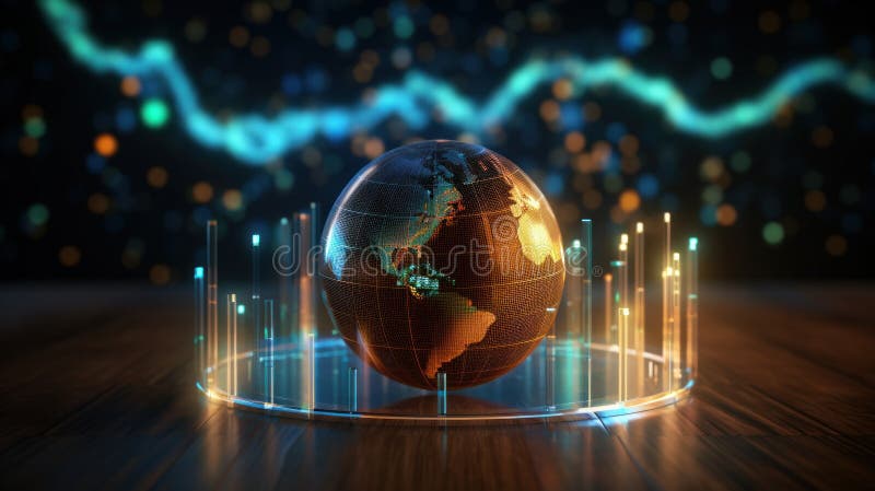 Economics Concept with a Moving Globe and Graphs Stock Image - Image of ...