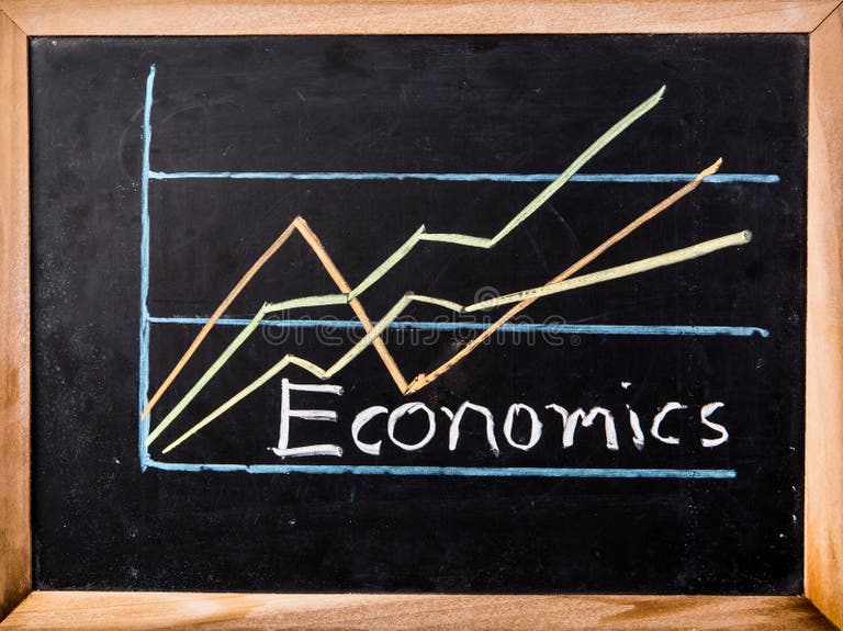 Economics Graph on Blackboard Stock Photo - Image of cycle, finance ...