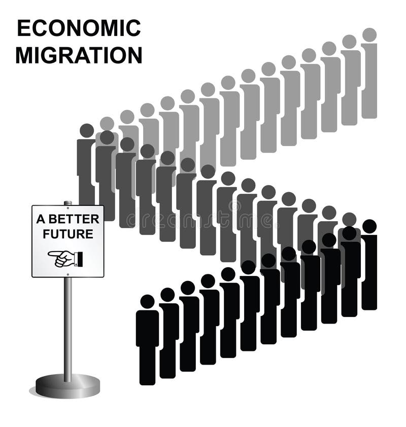 Economische migratie vector illustratie. Illustration of migratie ...