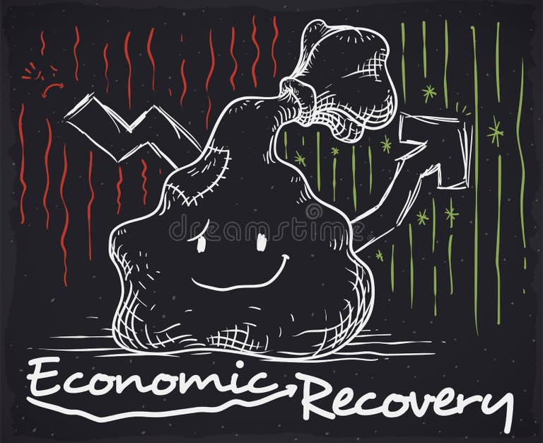 Blackboard and Optimistic Satchel Wishing for Economic Recovery, Vector ...