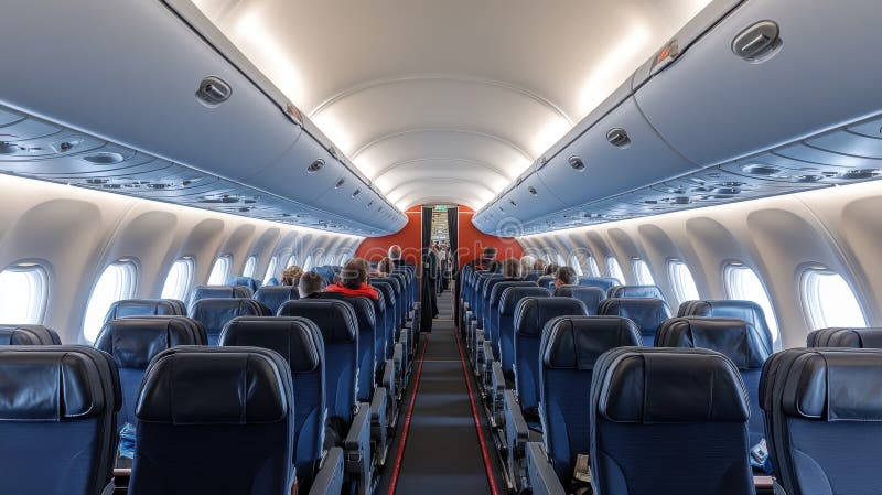 Economy Class Seats on Board a Passenger Aircraft Stock Photo - Image ...