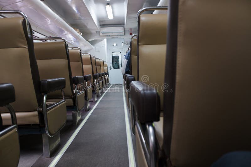 Economy Class Train Interior. Inside of Train Compartment, in Indonesia ...