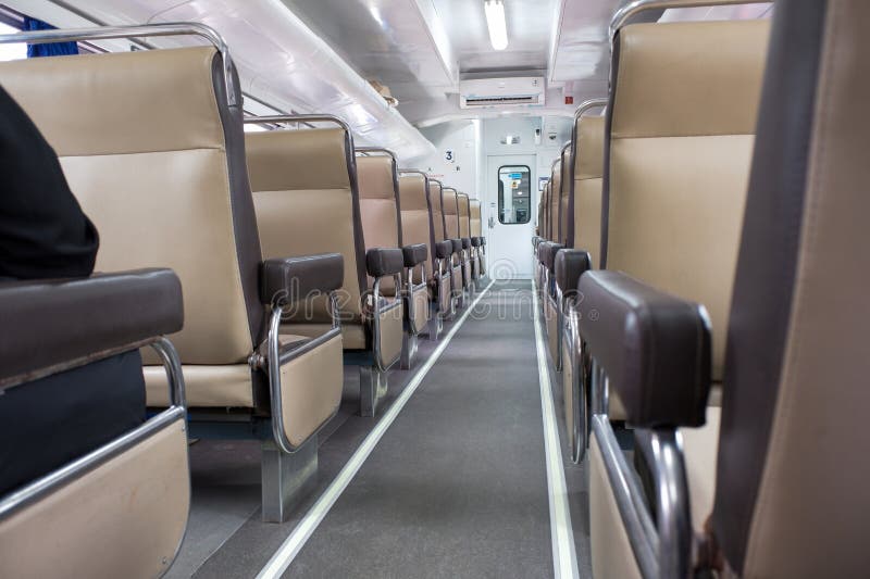 Economy Class Train Interior. Inside of Train Compartment, in Indonesia ...
