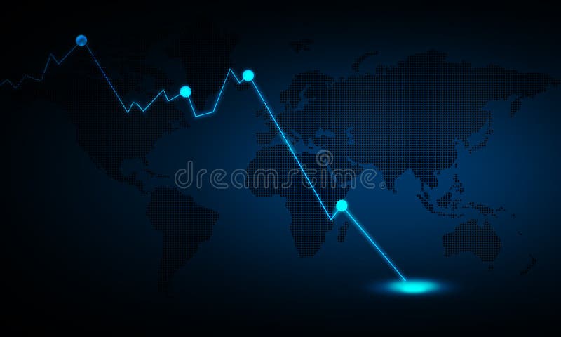 Economy Crisis Graph and World Map Stock Illustration - Illustration of ...