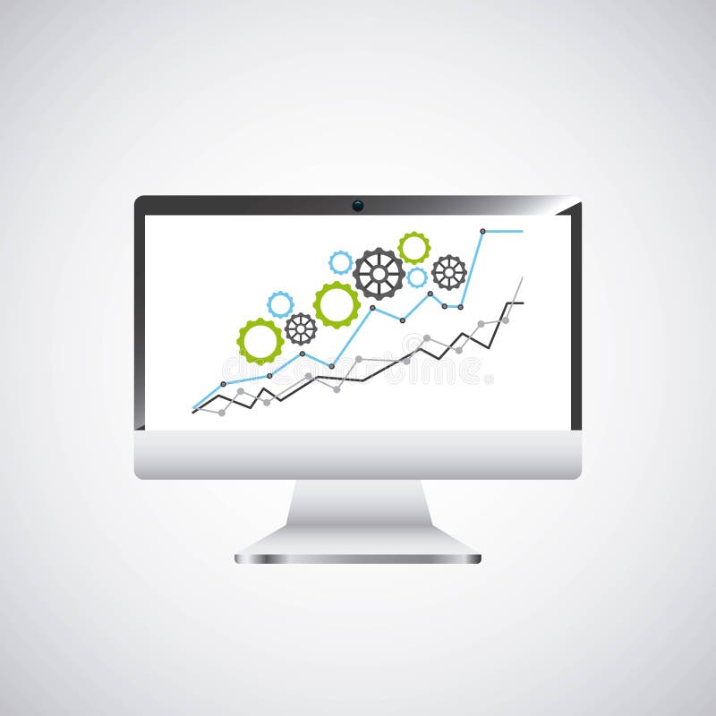 Economy Growth Desktop Computer Technology Icon Stock Vector ...