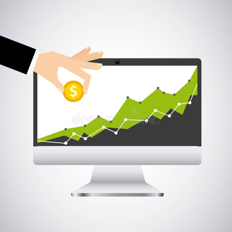 Economy Growth Desktop Computer Technology Icon Stock Vector ...