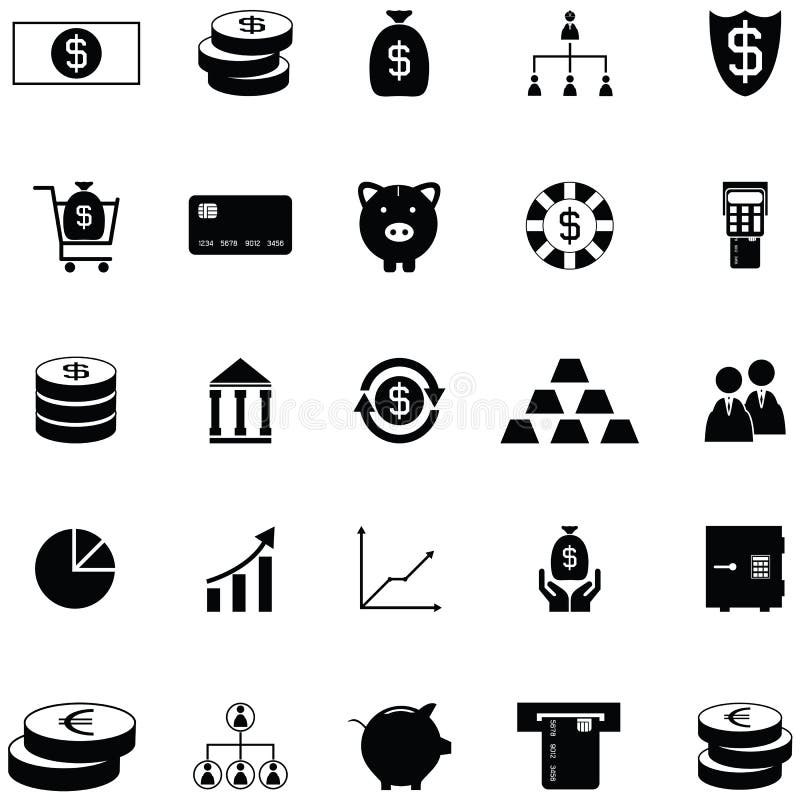 Economy icon set stock vector. Illustration of coin - 120563588
