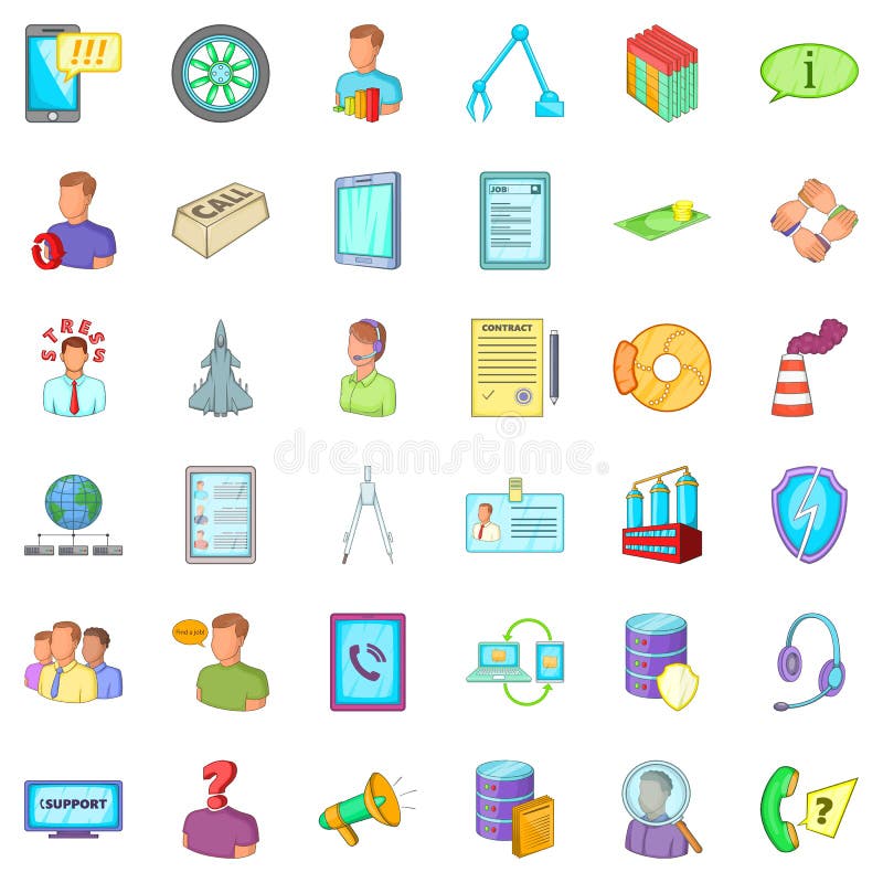 Economy Icons Set, Cartoon Style Stock Vector - Illustration of logo ...
