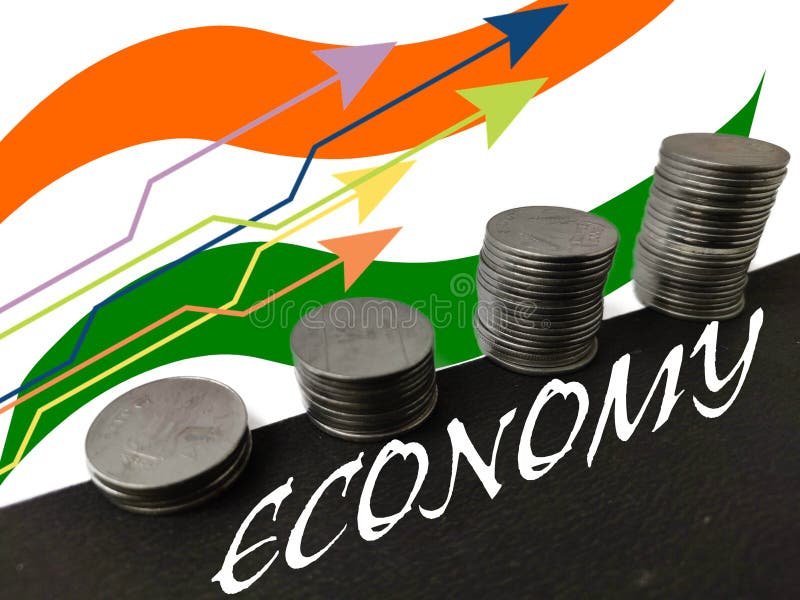 Economy Increase Concept by Coins and Trend Line with Indian Flag in ...