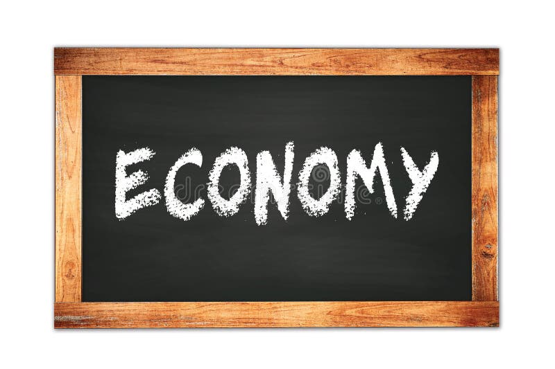 ECONOMY Text Written on Wooden Frame School Blackboard Stock ...