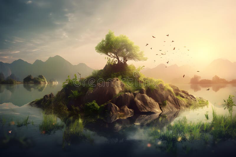 Ecosystem Ecology Healthy Environment Concept . Generative AI Stock ...