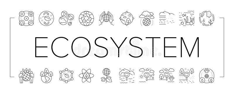 Ecosystem Environment Collection Icons Set Vector Stock Vector