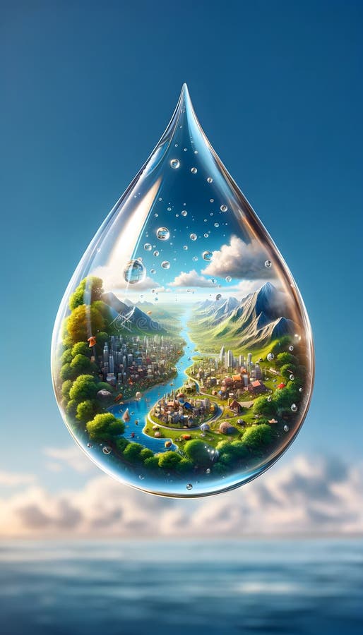 Ecosystem Inside Water Droplet. Created with Generative AI Stock Photo ...