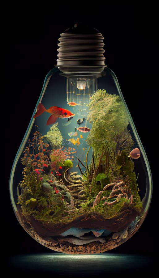 Ecosystem in Light Bulb, Growing Plants in Bulb, Renewable Energy ...