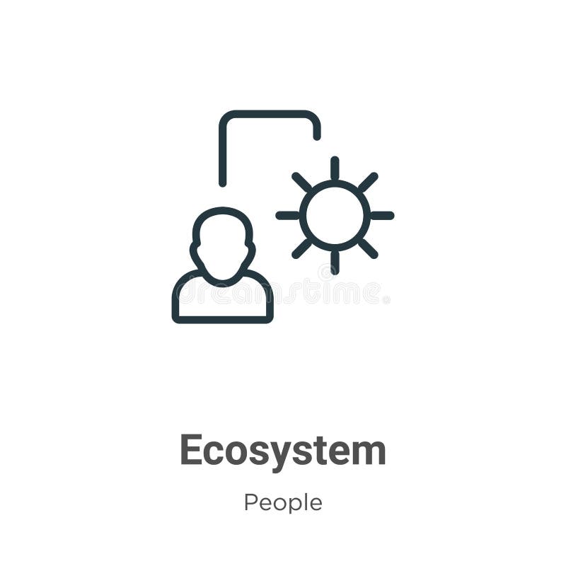Ecosystem Black Line Icon. Sustainable Biodiversity and Animal Friendly ...