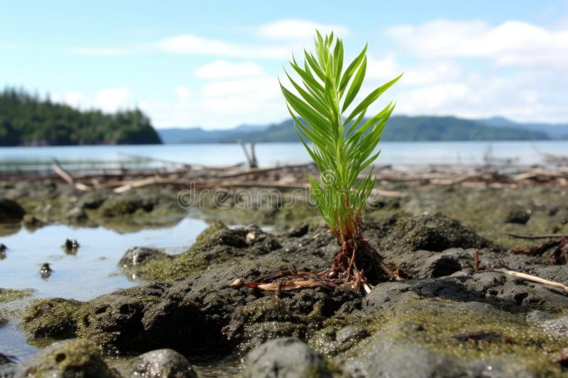 Ecosystem Recovery Post-tsunami: New Plant Growth Stock Illustration ...