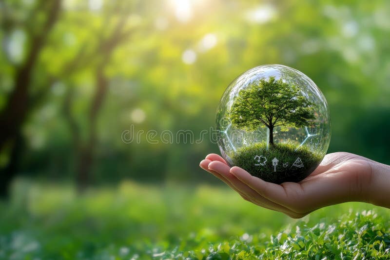 Ecosystem and Sustainable Environment Concept with a Green Tree ...