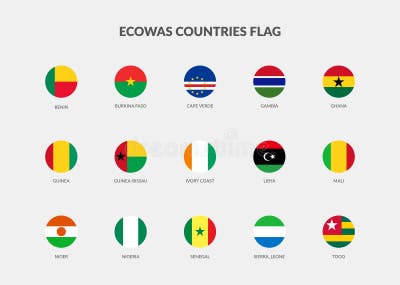 ECOWAS Countries Flag Icons Collection Stock Vector - Illustration of ...