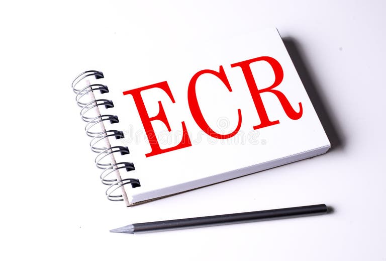 ECR Word on Notebook on White Background Stock Photo - Image of fund ...