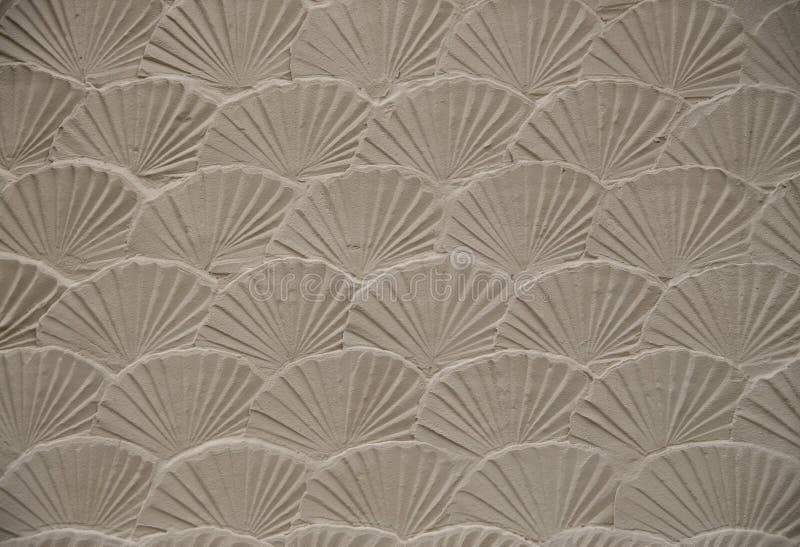 Ecru Relief Ornamental Plaster on Shells on Wall Close Stock Image ...