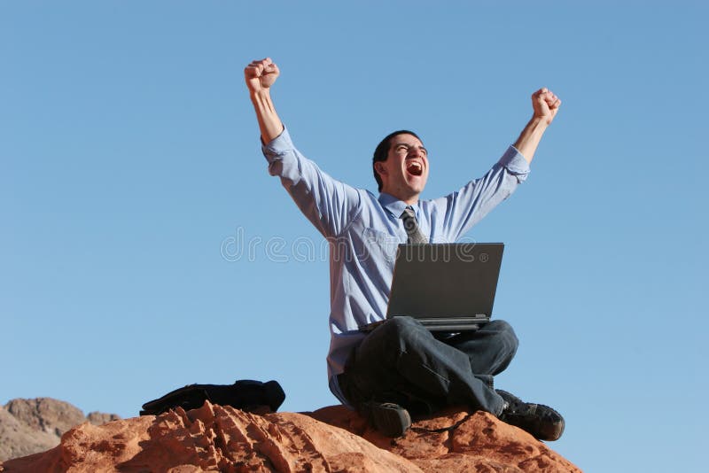 Ecstatic businessman stock photo. Image of executive, laptop - 2823318