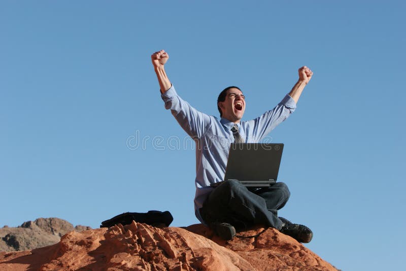 Ecstatic Businessman Jumping Stock Image - Image of ecstatic, serious ...