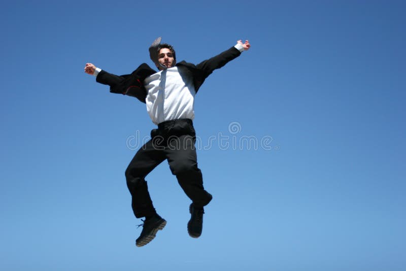 Ecstatic Businessman Jumping Stock Image - Image of confident, ecstatic ...