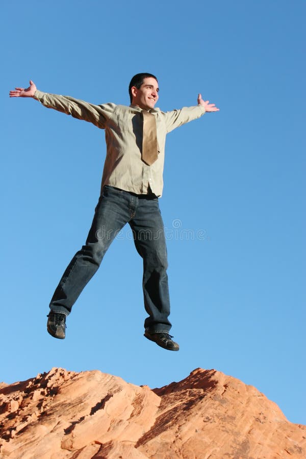 Ecstatic businessman stock image. Image of delight, feet - 5694915