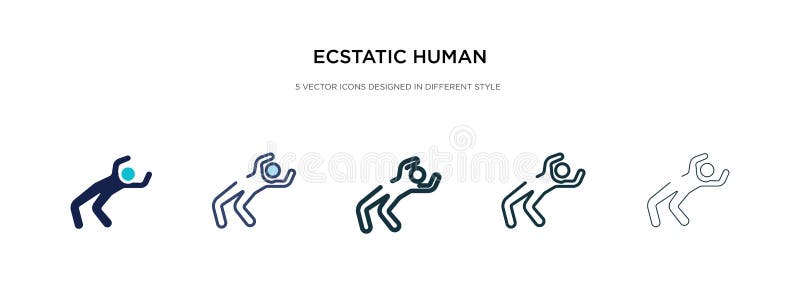 Ecstatic Human Icon in Different Style Vector Illustration. Two Colored ...