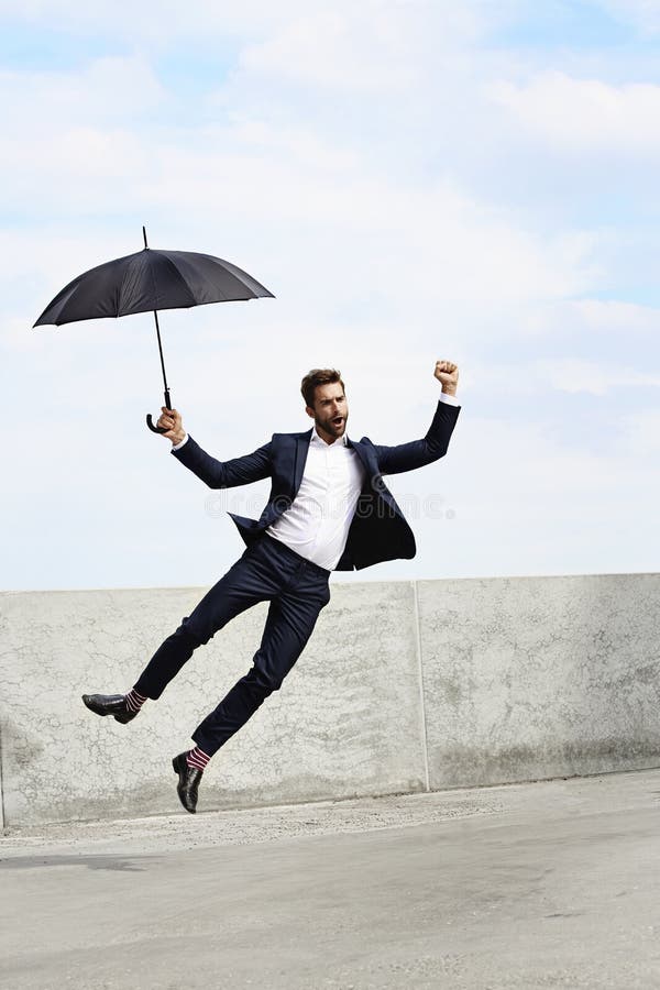 Ecstatic Jumping Businessman Stock Image - Image of open, color: 80128341