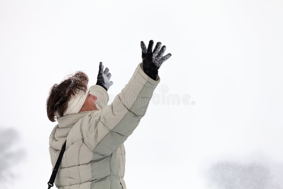 Ecstatic woman in winter stock photo. Image of coat, cold - 28885326